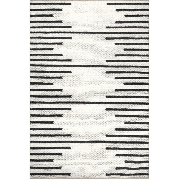 Foundry Select Tapis ivoire / noir en coton tissé à la main Kaymon - Wayfair Canada